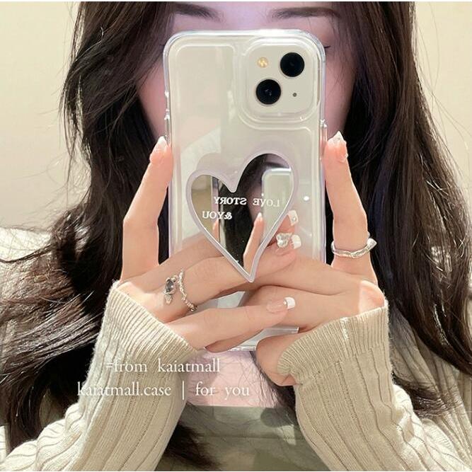 iPhone14 ケース 韓国 TPU PC ハートミラーグリップケース 鏡 スマホグリップ 女性用 iPhone7/8p iphoneX iphoneXs iphoneXR 11 12 13 ...