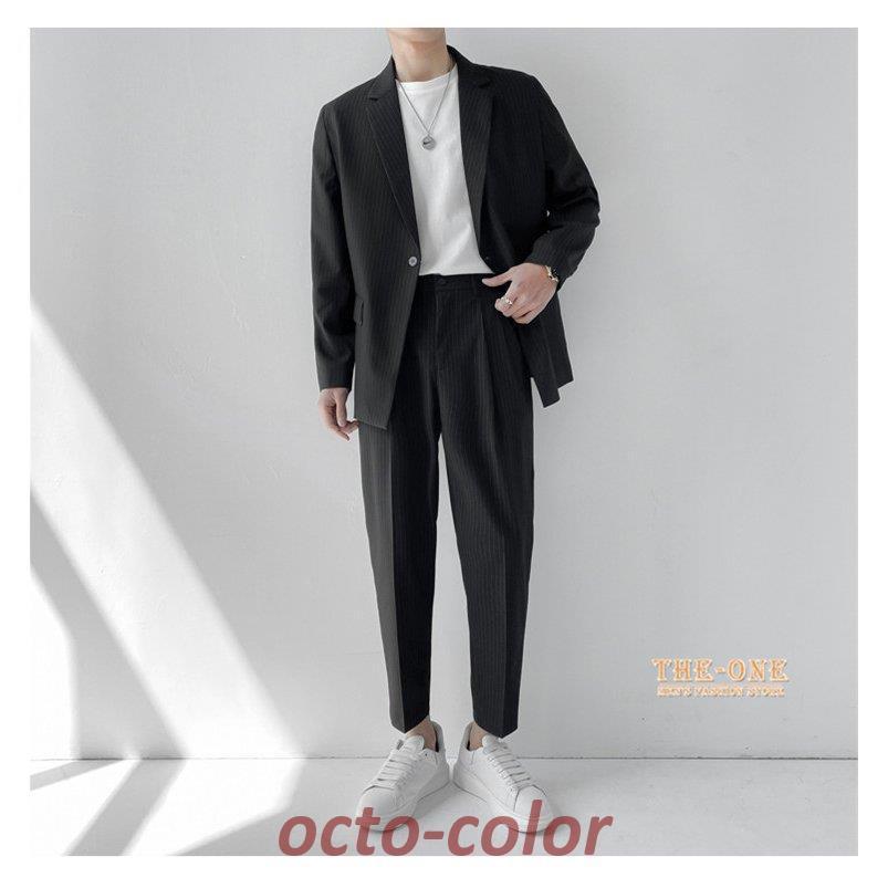 スーツ メンズ ストライプ ビジネススーツ 2点セット 春秋 ダブル