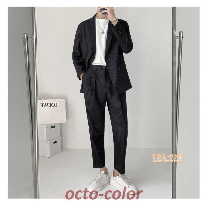 スーツ メンズ ストライプ ビジネススーツ 2点セット 春秋 ダブル