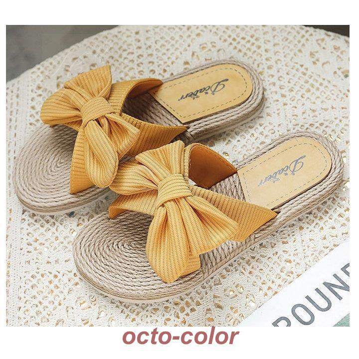 サンダル リボン ペタンコ ぺたんこ ビーチサンダル レディース シューズ 靴 レディースサンダル クロスベルト らくちん 痛くならない :oc-0901-3wqz16:octo-color ...