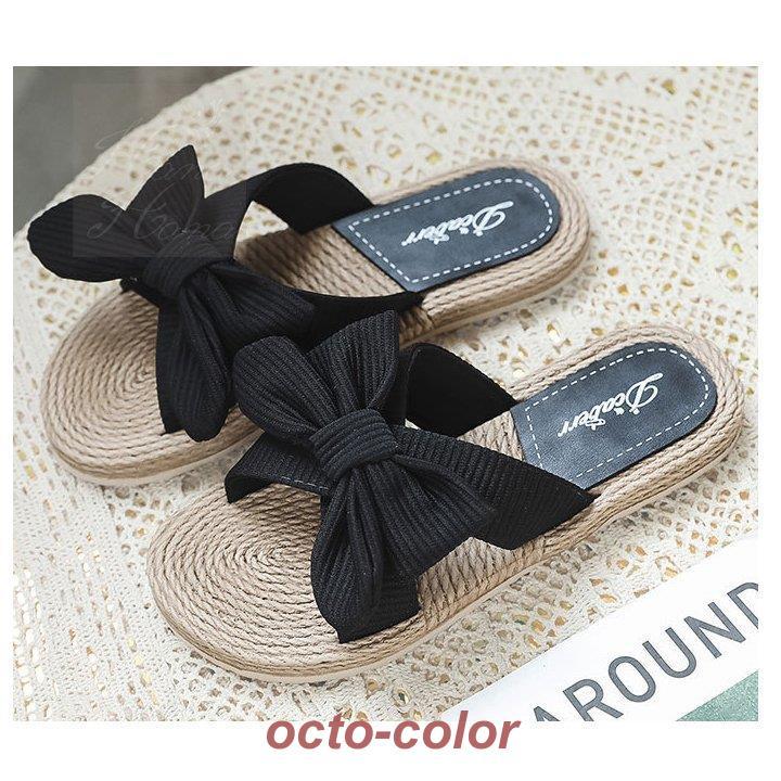 サンダル リボン ペタンコ ぺたんこ ビーチサンダル レディース シューズ 靴 レディースサンダル クロスベルト らくちん 痛くならない :oc-0901-3wqz16:octo-color ...