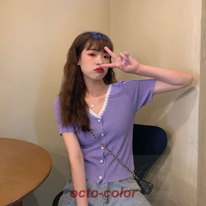 カーディガン サマーカーディガン ショート サマーニット ニットトップス サマーセーター Vネック 半袖 きれいめ 春夏sale : octo-color - 通販 - Yahoo!ショッピング