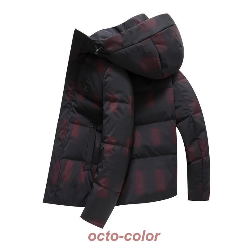 袖口リブ仕様で防風・防寒性抜群のダウンジャケット メンズ 柄物