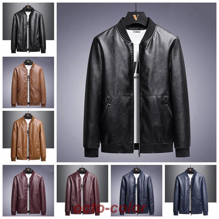 革ジャン レザージャケット メンズ テーラード 細身 PUレザー クール