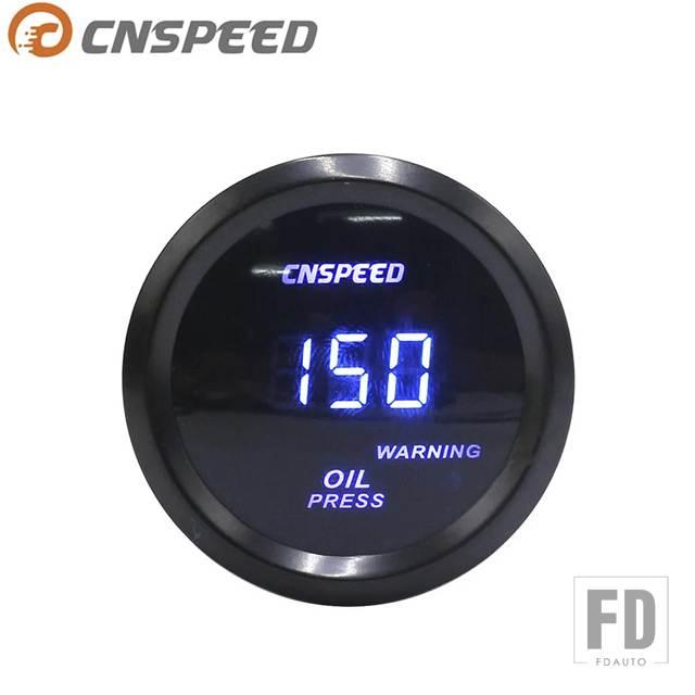 CNSPEED 2 インチ52 MM自動デジタル油圧計 0-150PSI ブルー LED ライトオイルプレスゲージセンサー付きメーター ...