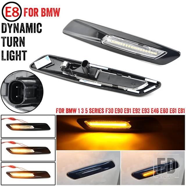 2X BMW 1 3 5 シリーズ F10 F30 E90 E91 E92 E93 E46 E60 E61 ダイナミックシーケンシャルアンバー 12V LED サイドマーカーライトウィンカー ...