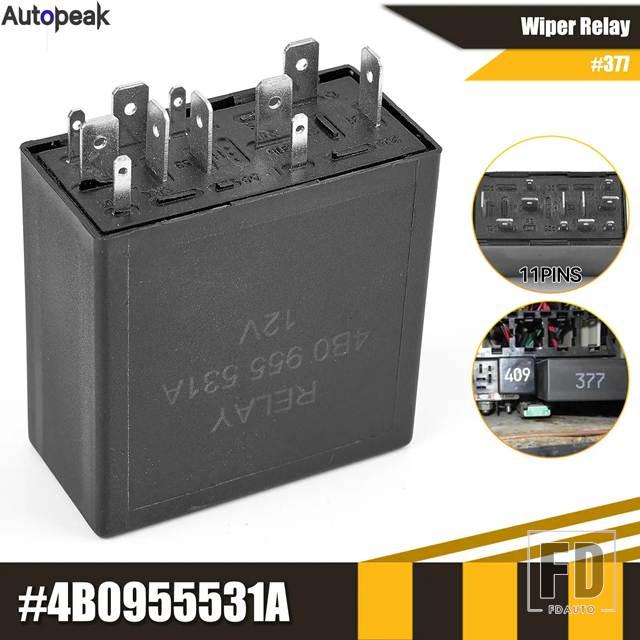 アウディ フォルクスワーゲン（VW）377 11 ピン断続遅延ワイパーモーター制御リレーゴルフパサート B5 MK4 ボラジェッタ A4 A6 4B0 955 531 A 4B0955531A ...