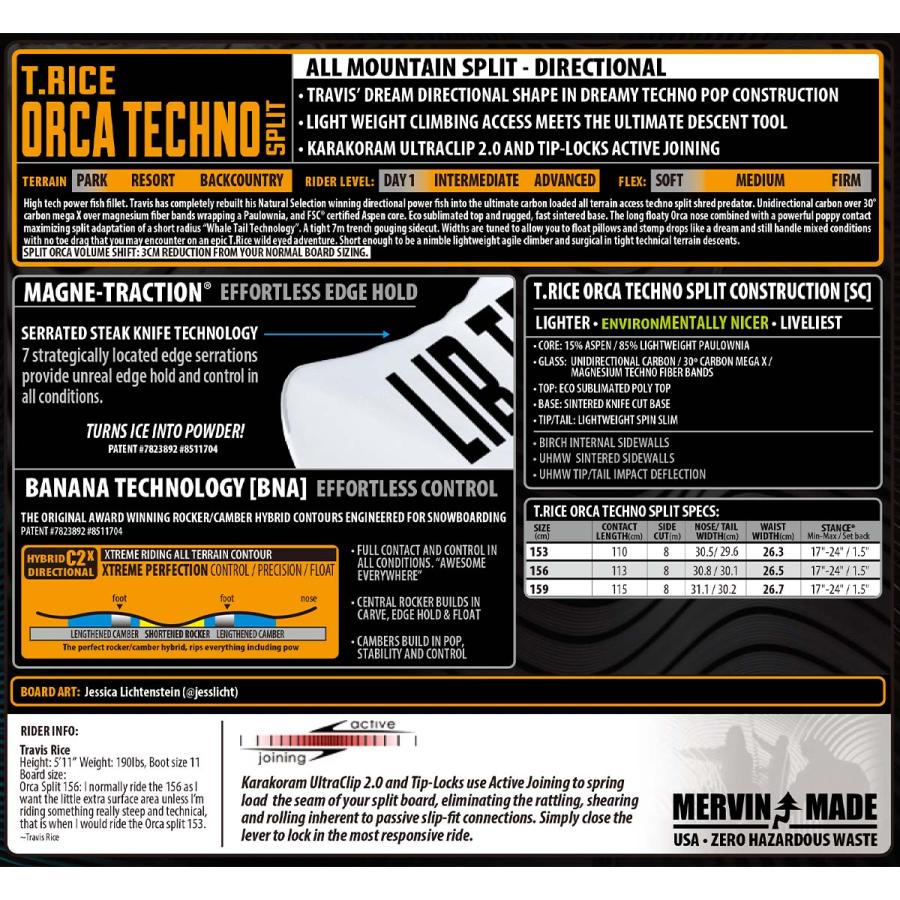 LIB TECH 早期予約 25-26 正規品 LIBTECH T.RICE ORCA TECHNO SPLIT リブテック トラビスライス スプリットオルカ スノーボード スプリットボード ...
