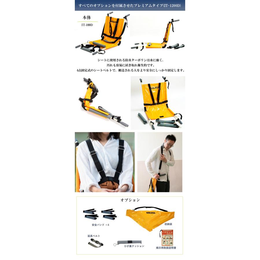 いすたんか フル装備 プレミアムタイプ IT-1200D 収納袋付 避難用具 避難用品 防災グッズ 防災 車椅子 車いす ストレッチャー 介護用品 小規模施設 : 想いを繋ぐ百貨店 ...
