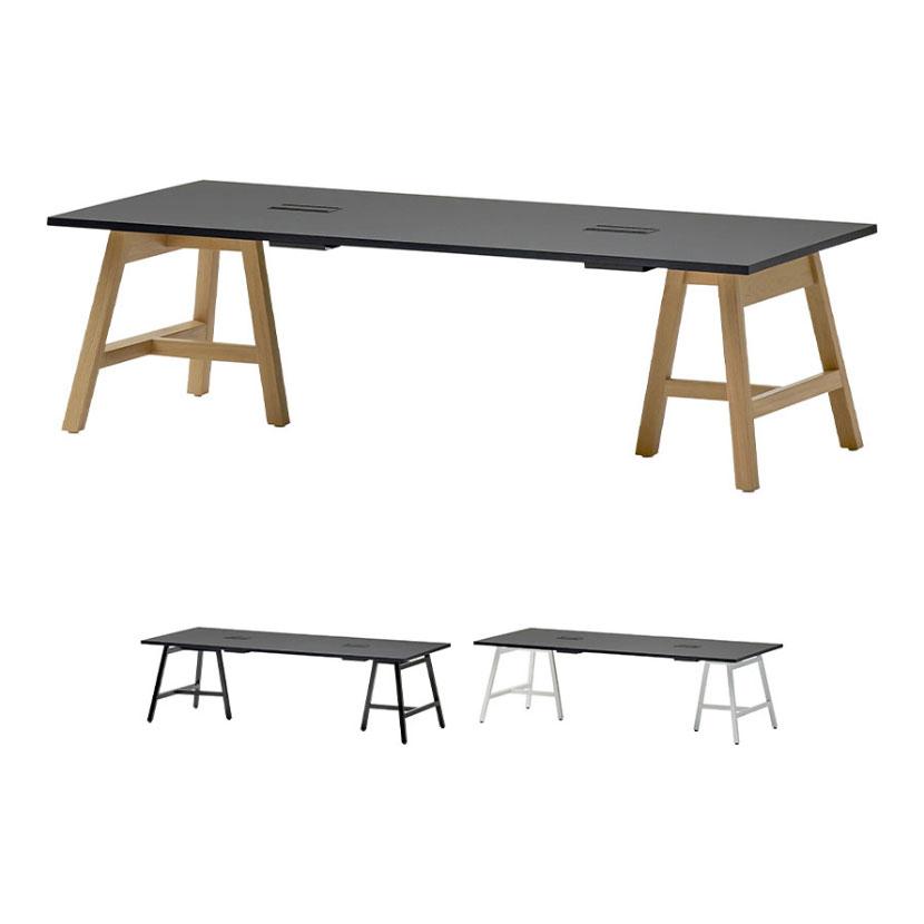 ASPLUND Work Plus FREE ADDRESS DESK フリーアドレスデスク 会議テーブル 配線機能付き ブラック天板 幅 ...
