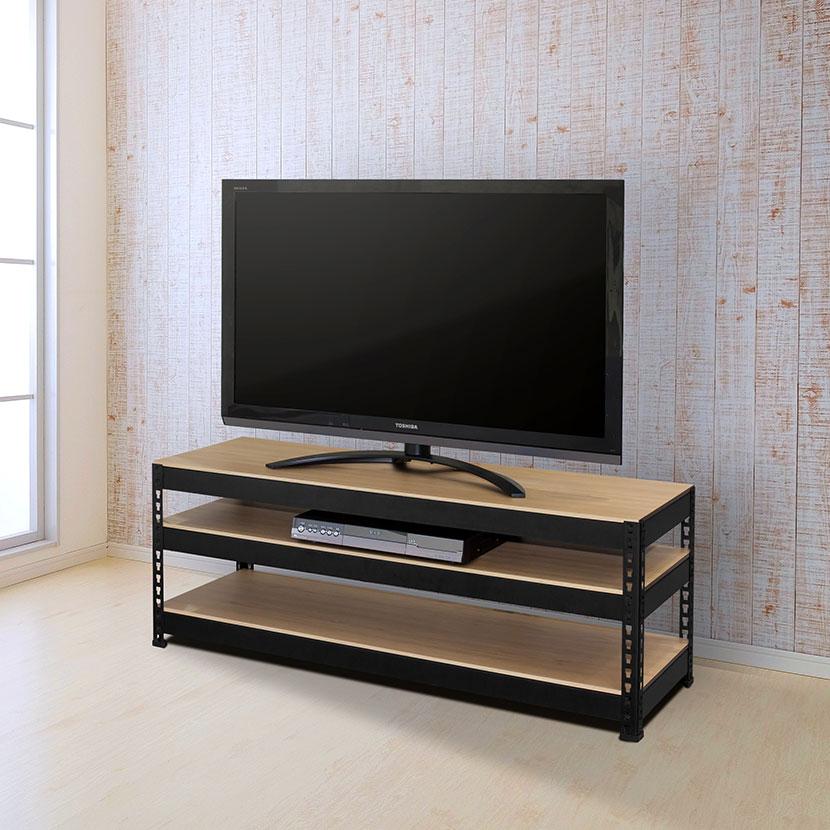 メタル&ウッドラック テレビ棚板3段 総耐荷重90kg(棚板1枚あたり30kg) ロー棚板 幅1210×奥行410×高さ450mm :DW-MK-120TVBK:オフィス家具通販のオフィスコム ...