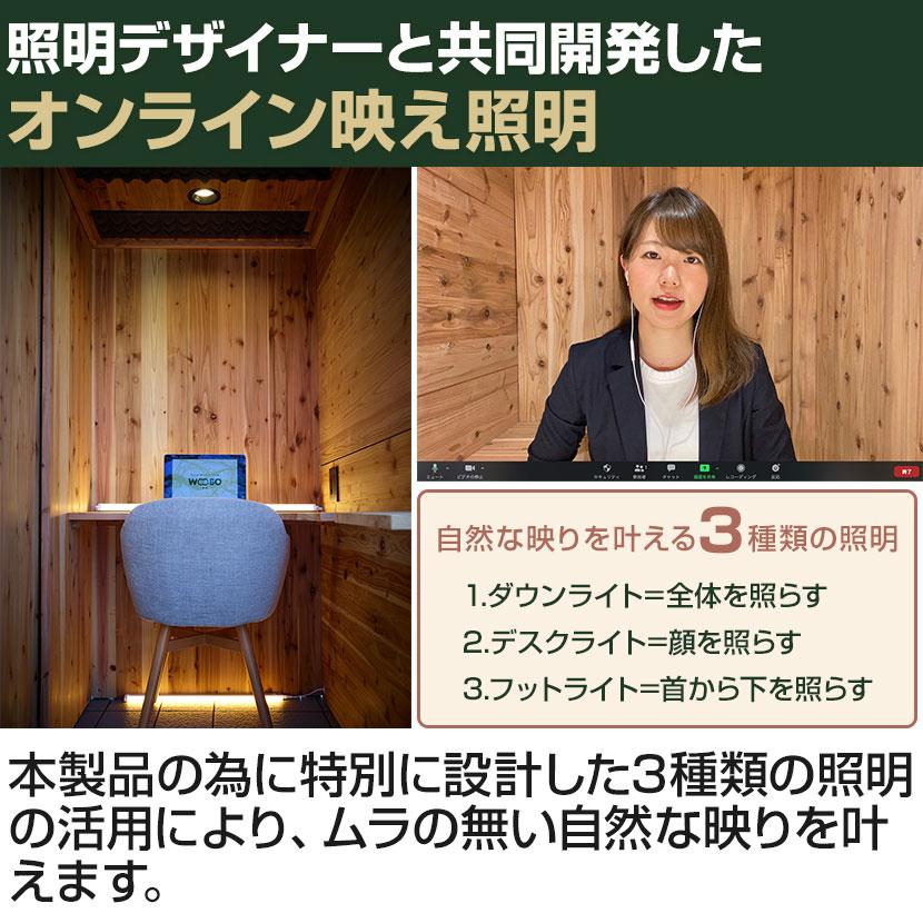 WOOBO ウーボ ワークブース 個室ブース 集中ブース フォンブース リモート会議 在宅 コンセントUSB口付き 天然木 国産スギ材/ヒノキ ...