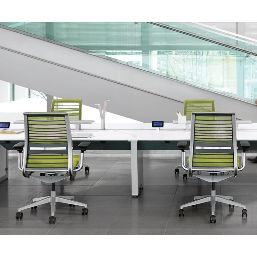 スチールケース シンク スツール Steelcase Think Stool ハイチェア オフィスチェア 座クロス張り ブラックフレーム ...