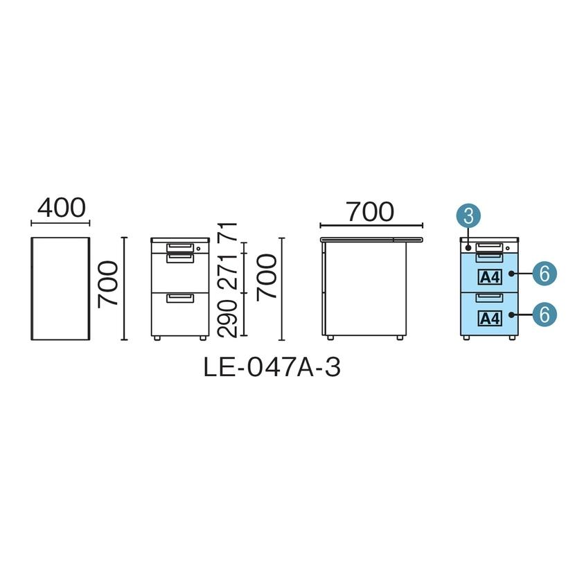 PLUS LEED リード 脇机 A-3段 幅400×奥行700×高さ700mm LE-N047A-3 プラス(PLUS) : オフィス家具通販のオフィスコム - 通販 - Yahoo!ショッピング