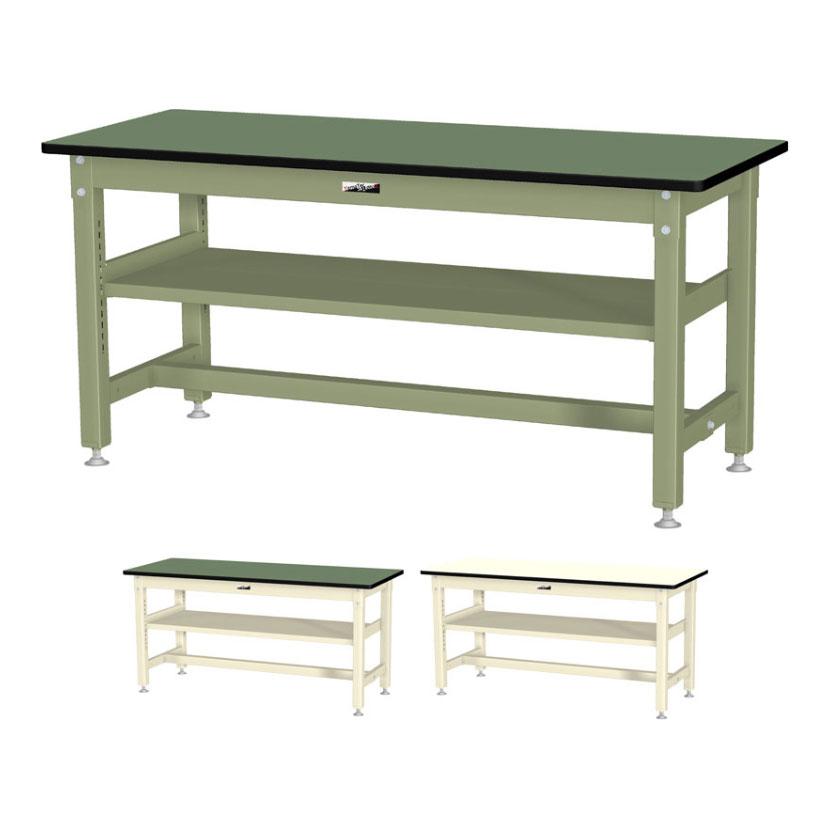 山金工業 中量作業台 中間棚付き 耐荷重800kg 塩ビシート天板 ワークテーブル 800シリーズ SVR-1560S2 幅1500×奥行600×高さ740mm : オフィス家具通販のオフィス ...