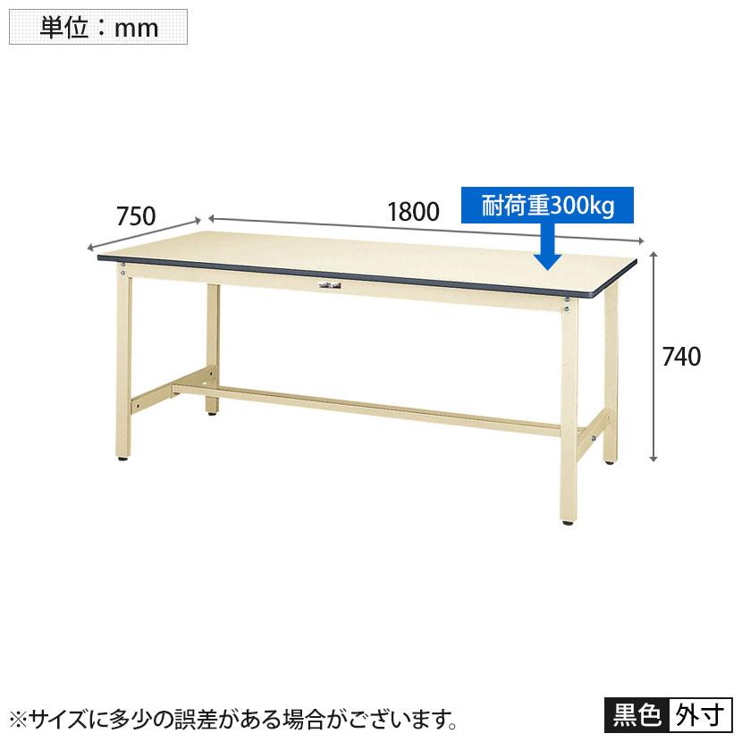山金工業 ワークテーブル300シリーズ 固定式 塩ビシート天板 SWR-1875 幅1800×奥行750×高さ740mm :YA-SWR-1875:オフィス家具通販のオフィスコム - 通販 ...