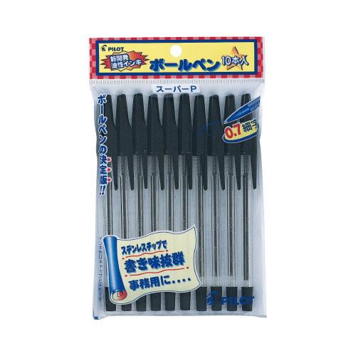 スーパーP PILOT 油性ボールペン 0.7mm クリアブラック 10本セット P-BPTP-10B パイロット : 万年筆の専門店オフィス ...