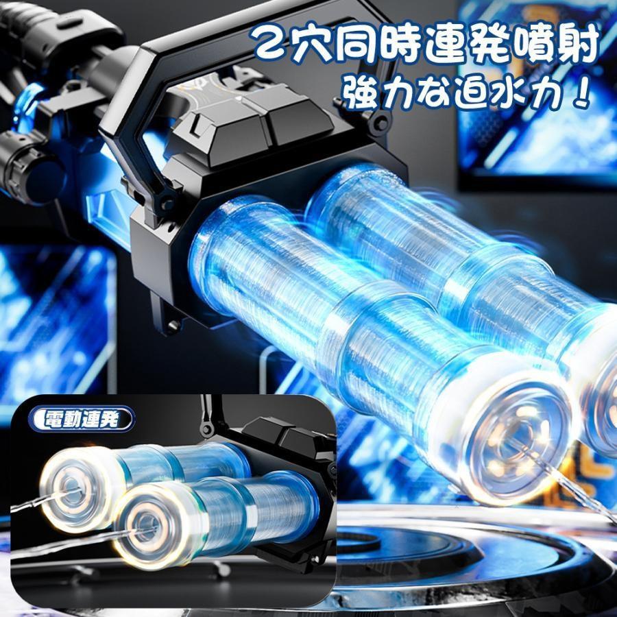 水鉄砲 電動 ウォーターガン 二銃管 2000ML 大容量水背嚢 ガトリン 加圧式 超強力飛距離 10M 高速連発 自動 発射 LEDライト 水遊 玩具 子供 海 夏祭り 夏の定番 : 家具 ...