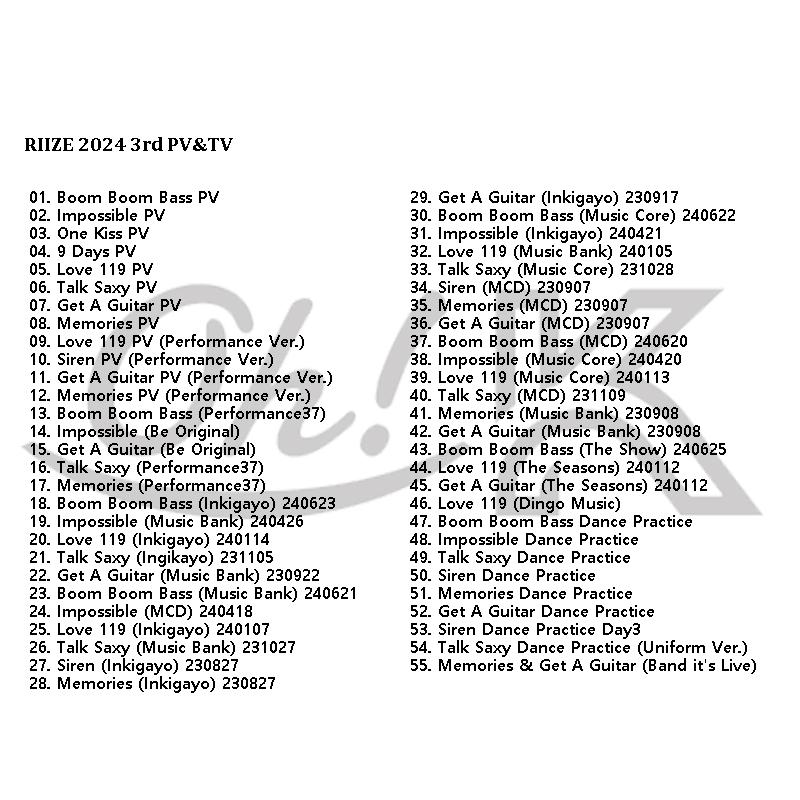 K-POP DVD RIIZE 2024 3rd PV/TV Collection - Boom Bass Impossible Love 119 Talk Saxy Get A Guitar ...