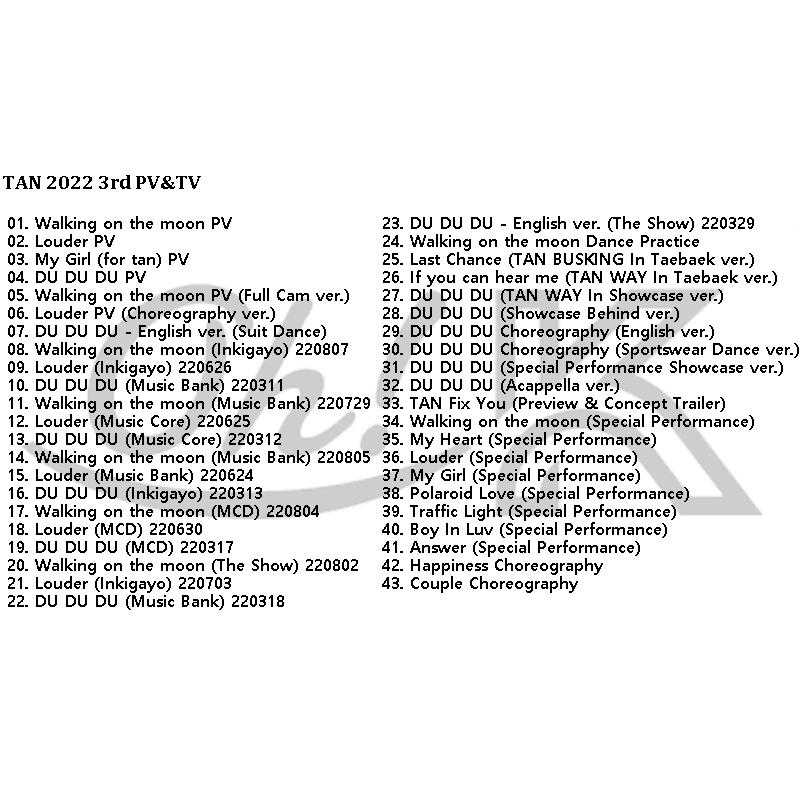K-POP DVD TAN 2022 3rd PV/TV Collection - Walking on the moon LOUDER DU ...