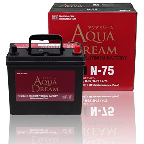 アクアドリーム 国産車 アイドリングストップ車対応バッテリー MF N-75 (互換/N55/N65/N70/N75) メンテナンスフリータイプ : mu5b6749bb6f ...