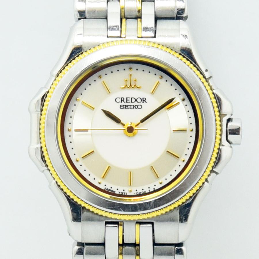 CREDOR セイコー 中古 レディース SEIKO クレドール 7371-0120 クォーツ SS ステンレススチール 18KT ホワイト ...