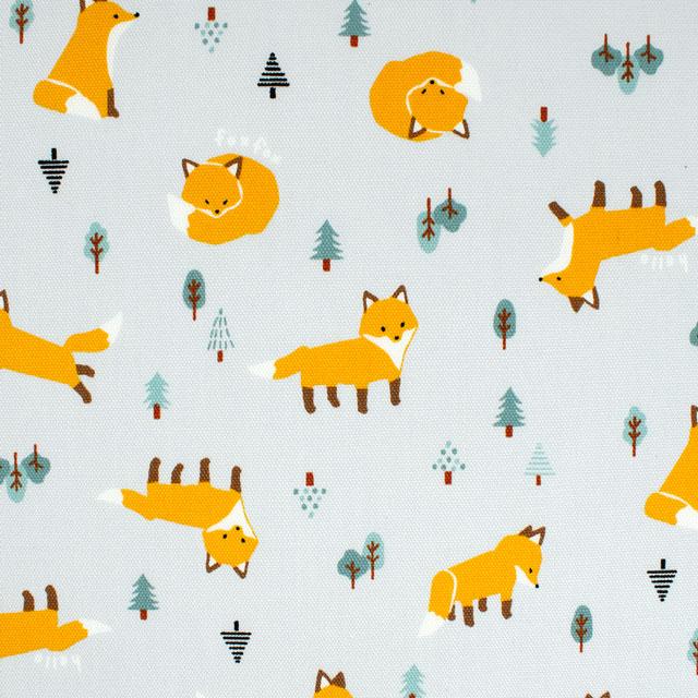 \期間限定10％OFF／ 生地 ディアアニマル きつね柄/オックス（AP45105） 2C.水色 09Ae99_ : 新宿オカダヤYahoo ...