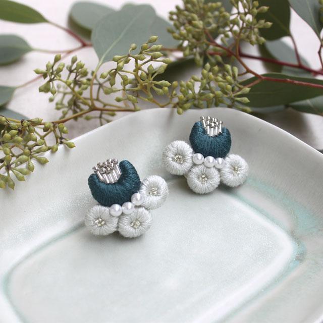 刺しゅうキット K.omono plump florets イヤリングキット（phc-119-2） bluegreen 06Bi99 ...