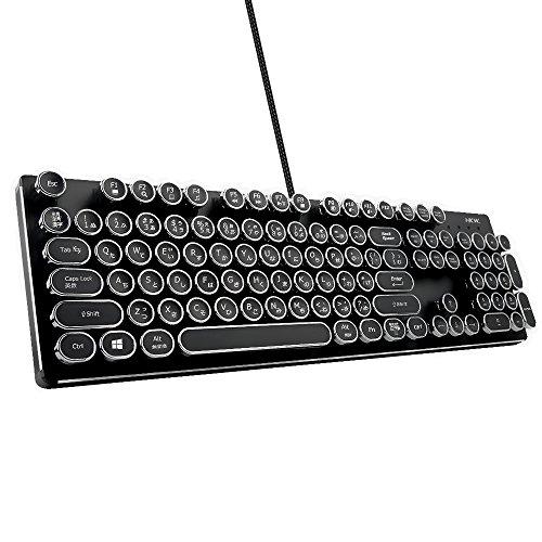 HKW タイプライター風メカニカルキーボード 青軸 104キー USB HKW タイプライター風メカニカルキーボード 青軸 104キー USB