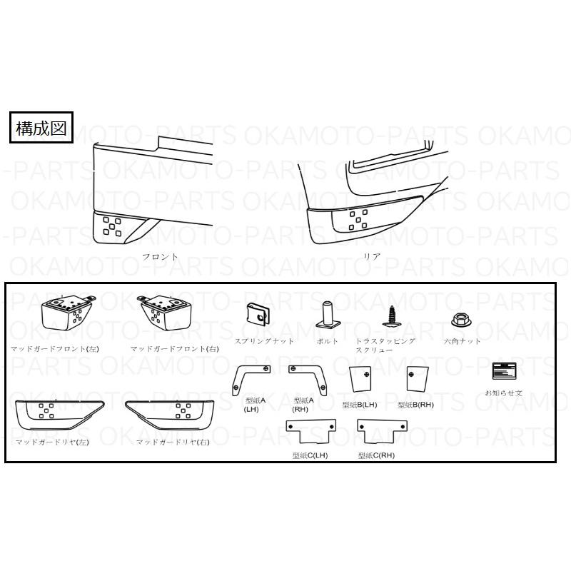 日産（NISSAN） マッドガードセット(DAU セラドングリーン)1台分セット「ニッサン純正用品」 ルークス BB1A/BB2A/BB5A ...