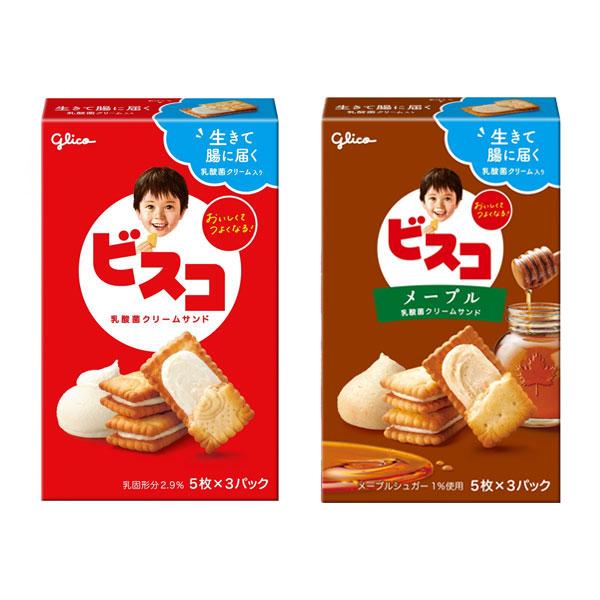 お菓子 詰め合わせ グリコ 15枚ビスコ＆15枚ビスコ＜メープル＞セット (2種・計4個) メール便(omtmb9072)【 詰め合わせ おやつ 小袋 個包装 小袋 お試し ...