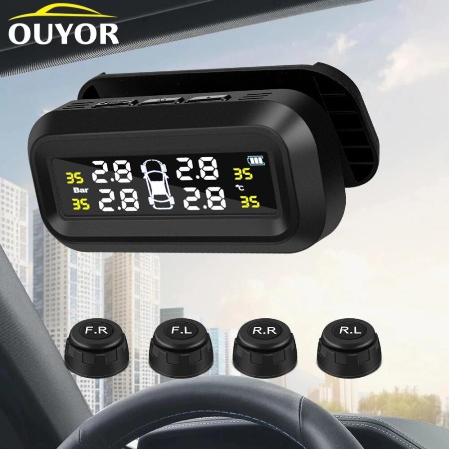 Deelife tpms タイヤ空気圧センサー監視システムソーラー tmps 表示アラーム車 4 ホイール外部内部タイヤ圧力センサー : 大川 ...