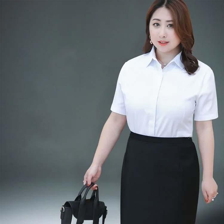 制服 学生服シャツ 半袖 S〜8XL！大きいサイズ 白シャツ レディース ビジネス ワイシャツ 白 黒 大きいサ : NSショップ - 通販 - Yahoo!ショッピング