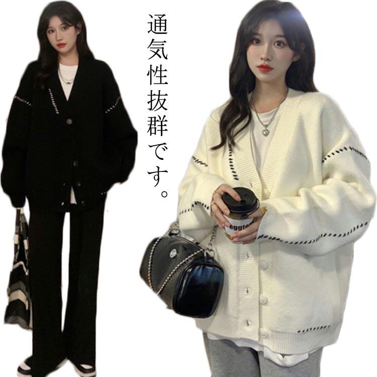 2way ニット ロゴ 長袖 リバーシブル 2WAY 3WAY カーディガン レディース ゆったり スウェット トレンド 柔らかい パーカー ニットカ : NSショップ - 通販 ...