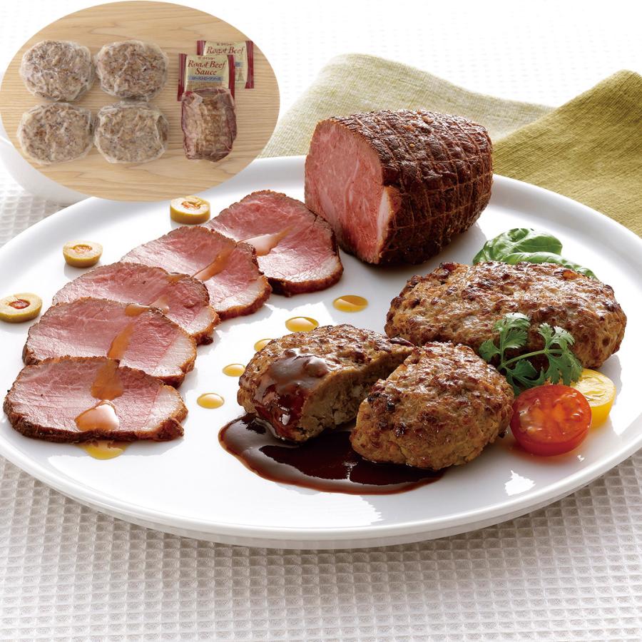 北海道産牛ローストビーフ＆ハンバーグセット ローストビーフ200g×1、専用ローストビーフソース20g×2、ハンバーグ120g×4 【産直・メーカー直送品】 : おくさま印公式ショップ ヤフー ...