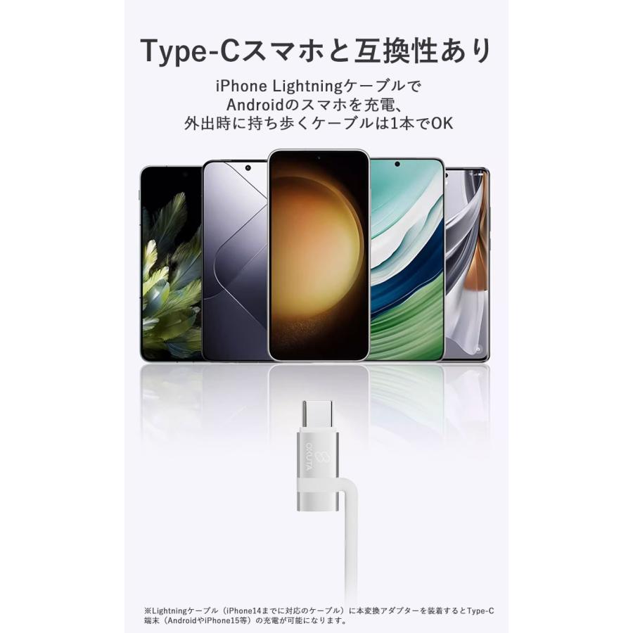 OKUTA iphone15 変換アダプタ ライトニングからタイプC 変換アダプター Lightning to Type-C type-c usb type−c iphone 充電 ケーブル ...