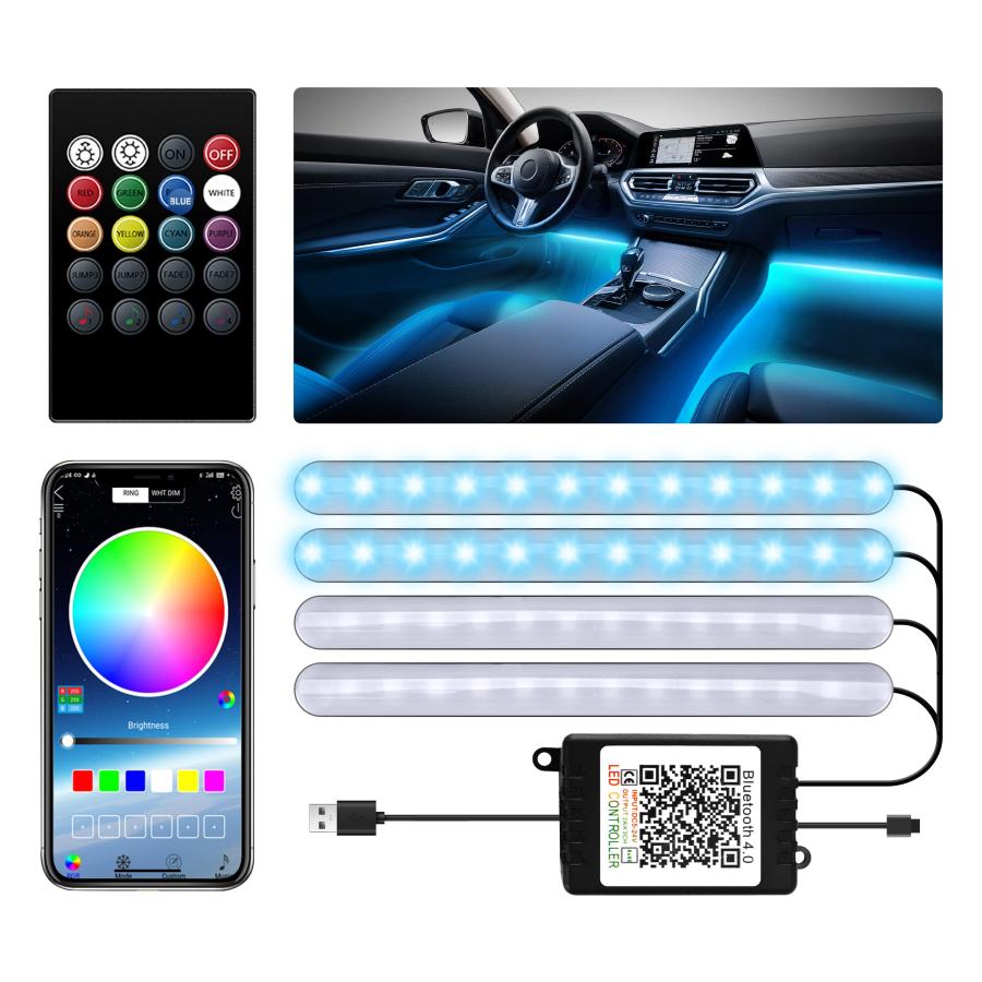 LEDGLE ledテープライト 車用 48LED APPコントロール&リモコン 音に反応 RGB 雰囲気ライト 車内装飾 USB式 10W : OLC-store - 通販 - Yahoo ...