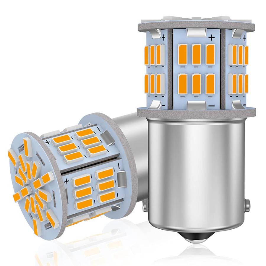 ゴシミ 12V-24V車用S25 シングル球 アンバー BA15S P21W G18 LEDバルブ LEDライト LEDランプ54連3014 ...