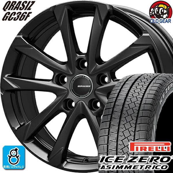 225/60R18 ピレリ アイスゼロ アシンメトリコ スタッドレスタイヤホイール 新品 4本セット クレイシズ GC36F 18インチ 5H114.3 グロッシーブラック(GBK ...