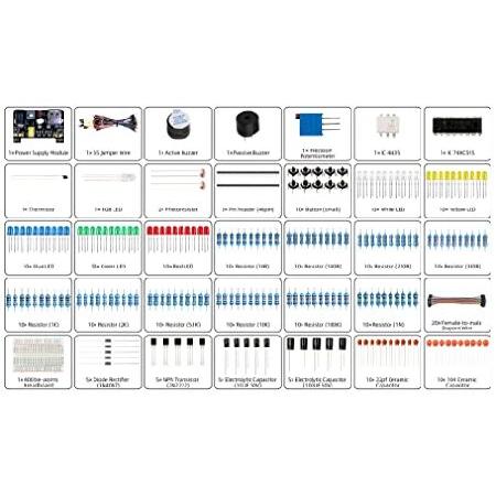 Smraza 電子工作キット Arduino用基本部品 初心者スターター ブレッドボード 電源 ジャンパー線 LED 抵抗 Arduino ...