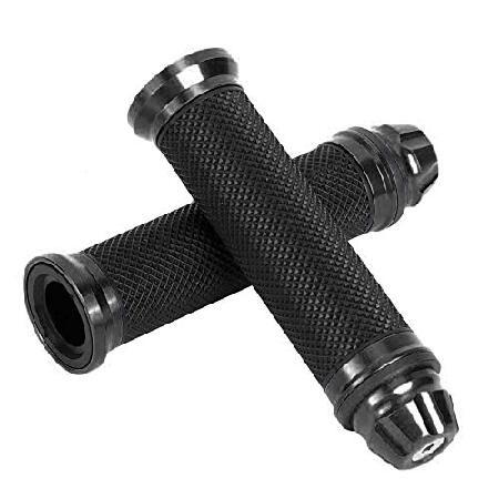 Motorcycle Hand Grips, Rubber Handlebar Grips with Aluminum Bar End Motorcycle Grips Universal ...