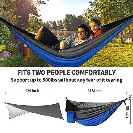Camping Hammock with Mosquito Bug Net Tent and Rain Fly Tarp, Portable ...