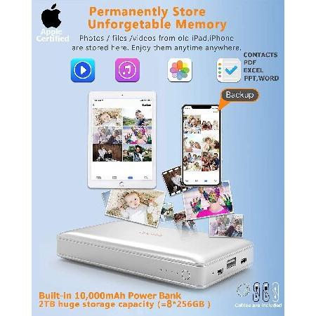 iDiskk 【Mfi Certified Plug-Play】 2TB External Hard Drive for iPhone iPad iPhone Photo Backup ...