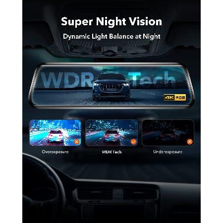 WOLFBOX G930 4K 10" Rear View Mirror Camera, Dash Cam Front and for Car ...