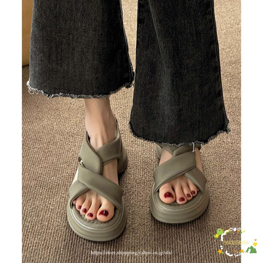 厚底サンダル レディース クロスベルト レディース : yuuki-240730-201 : OLNA SHOP - 通販 - Yahoo!ショッピング