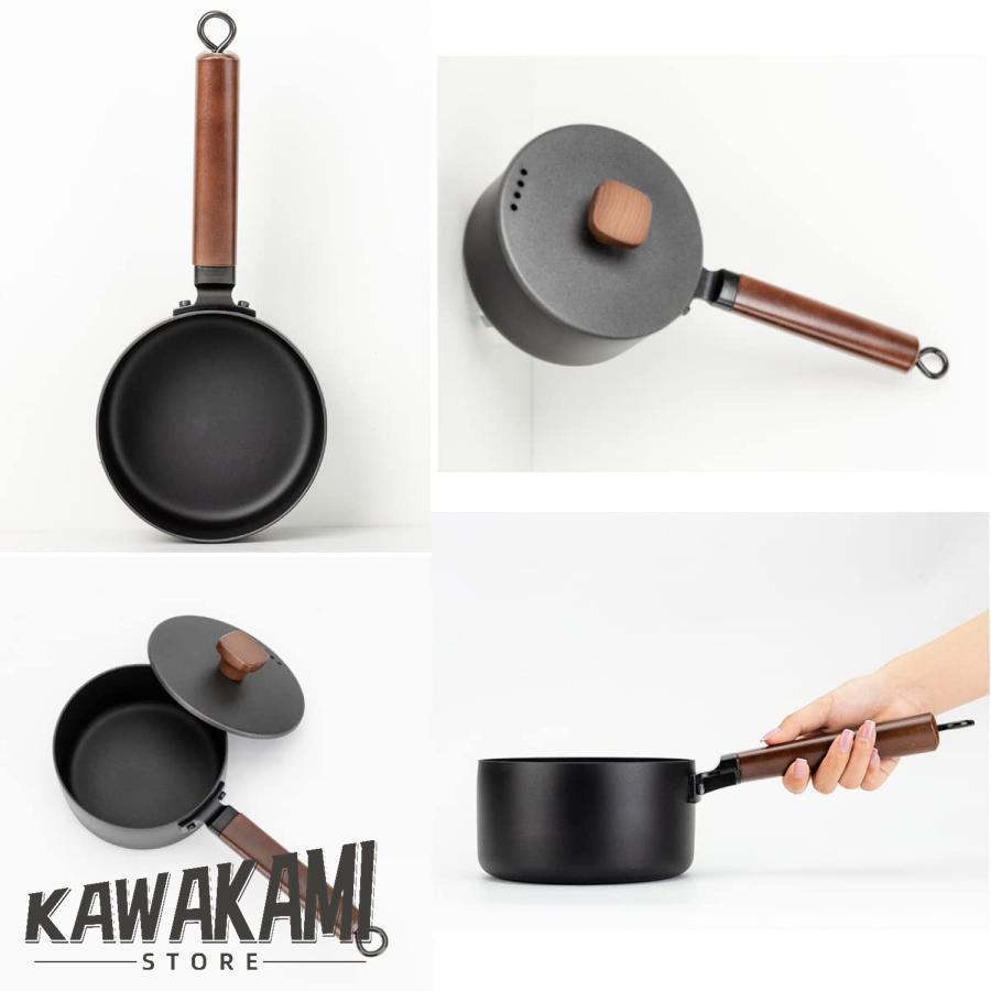 片手鍋 鍋 16cm IH・ガス対応 手作り鉄鍋 鍋蓋付 鉄製 洗いやすい ブラック : OLNA SHOP - 通販 - Yahoo!ショッピング