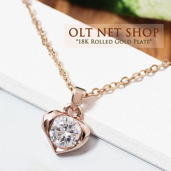 ネックレス 18金 レディース ハート czダイヤ K18 ピンクゴールド チェーン 18KRGP / 一粒 : オルトネットショップ - 通販 - Yahoo!ショッピング