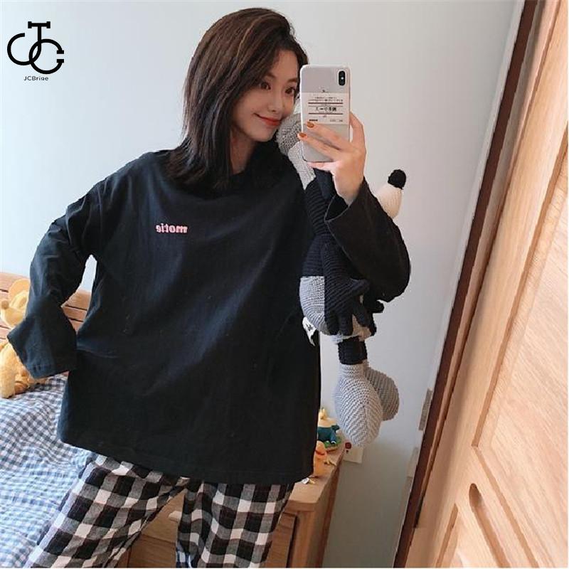 パジャマ レディース ルームウェア セットアップ 上下セット 長袖 ゆったり 春秋 薄手 通気 Tシャツ 長ズボン チェック柄 ナイトウェア 寝間着 部屋着 :asf-011q-q710 ...