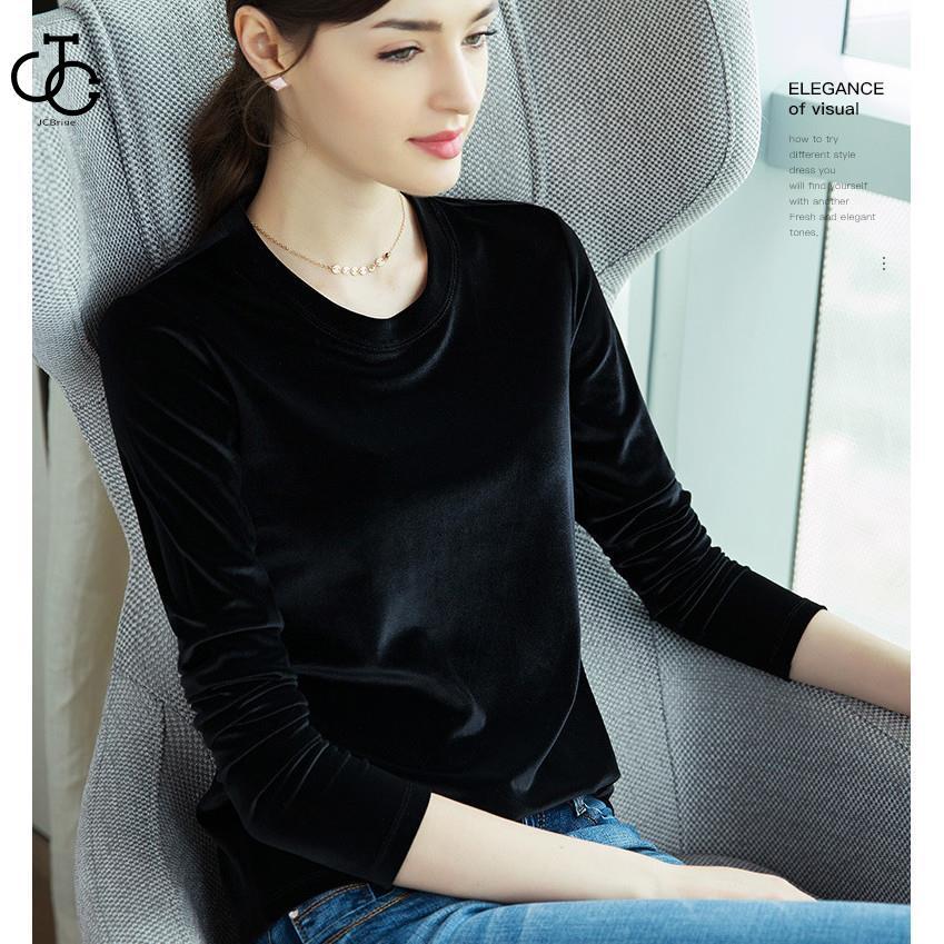 Tシャツ ベロアトップス 無地 シンプル ベロア 長袖 丸首 レディース トップス : dsgth23-sdfo8 : JCBrigeストア - 通販 - Yahoo!ショッピング