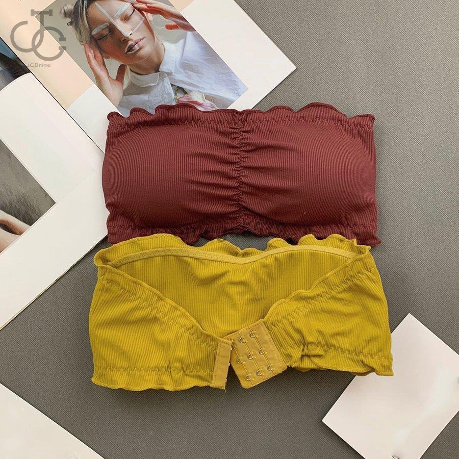 ギャザー チューブトップブラ JCBrige ノンワイヤー オフショルダー ブラトップ カップ付き ストラップレス リブベアトップ ホック : hl1230-nb1385 : JCBrige ...